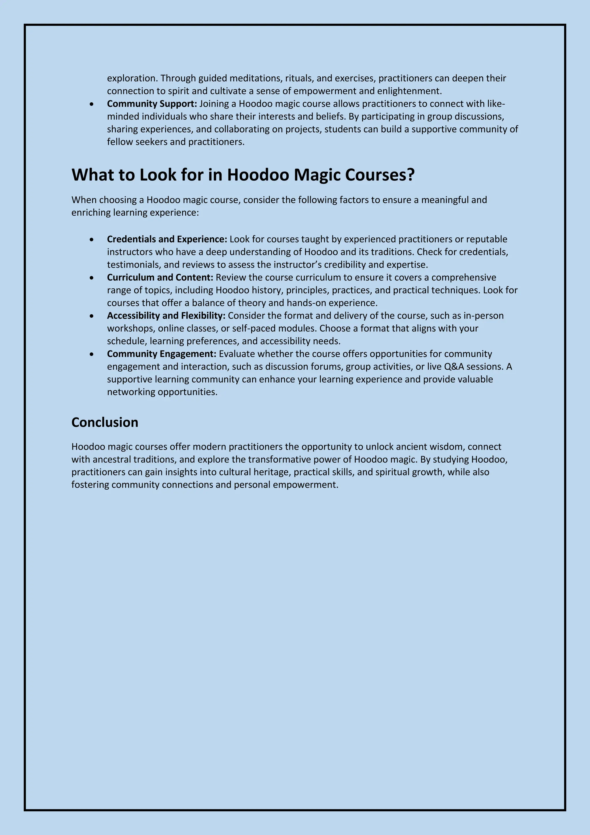 Hoodoo Magic Courses for Modern Practitioners | PDF
