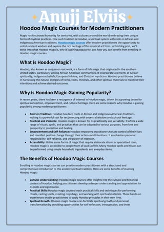 Hoodoo Magic Courses for Modern Practitioners | PDF