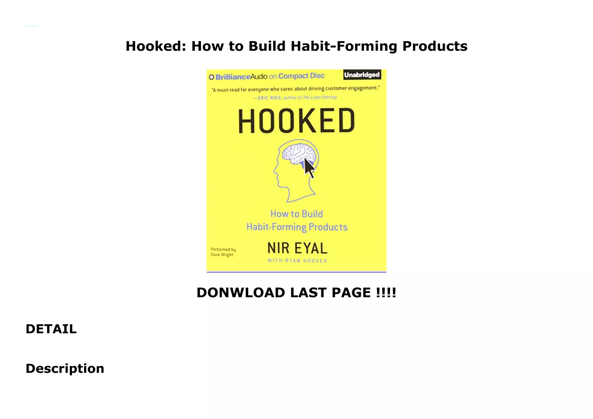 Hooked: How to Build Habit-Forming Products | PDF