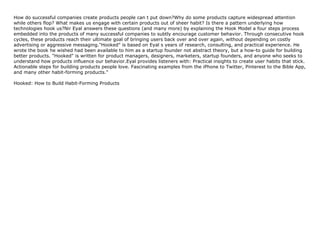 Hooked: How to Build Habit-Forming Products | PDF