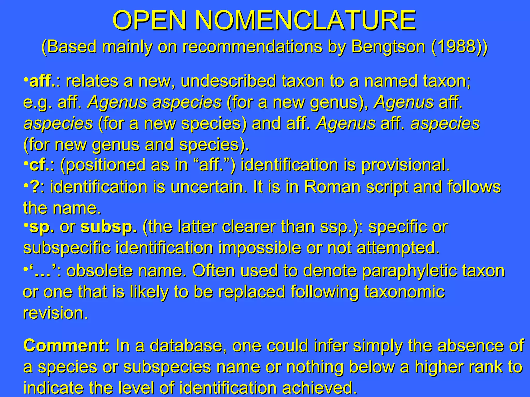 Hooker taxonomy&nomenclature seminarsection1 | PPT
