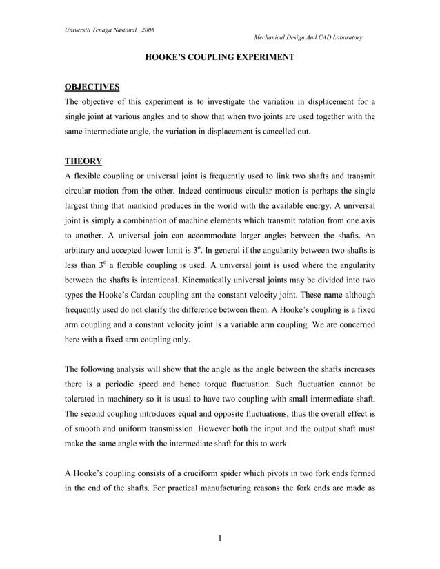 Universal Coupling Experiment | PDF