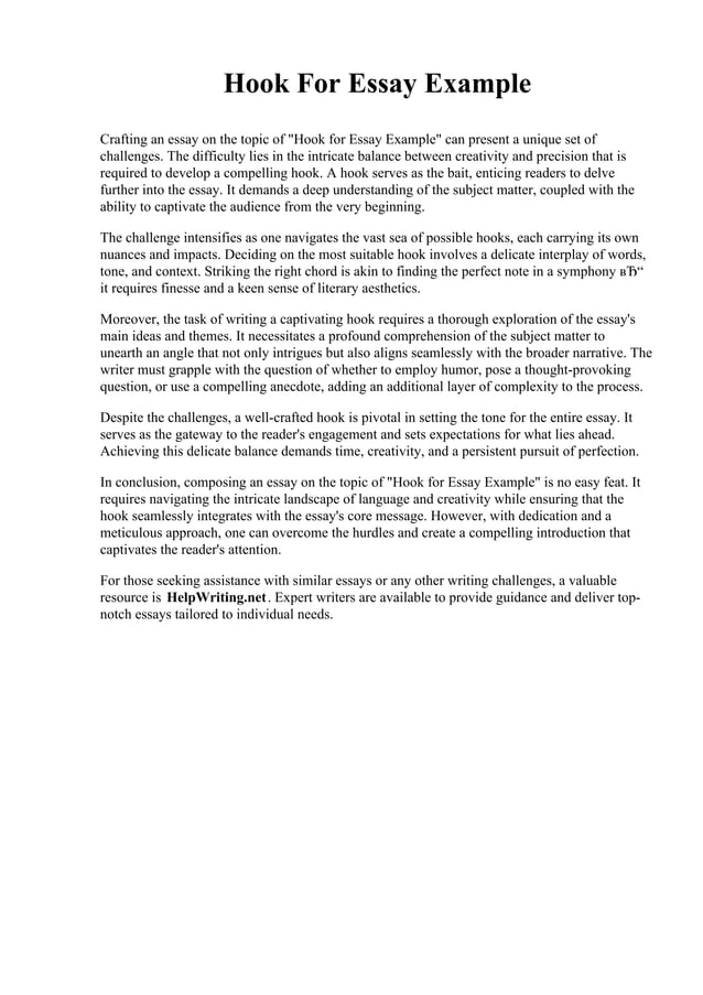 Hook For Essay Example.pdf | Screenwriting | Content Production