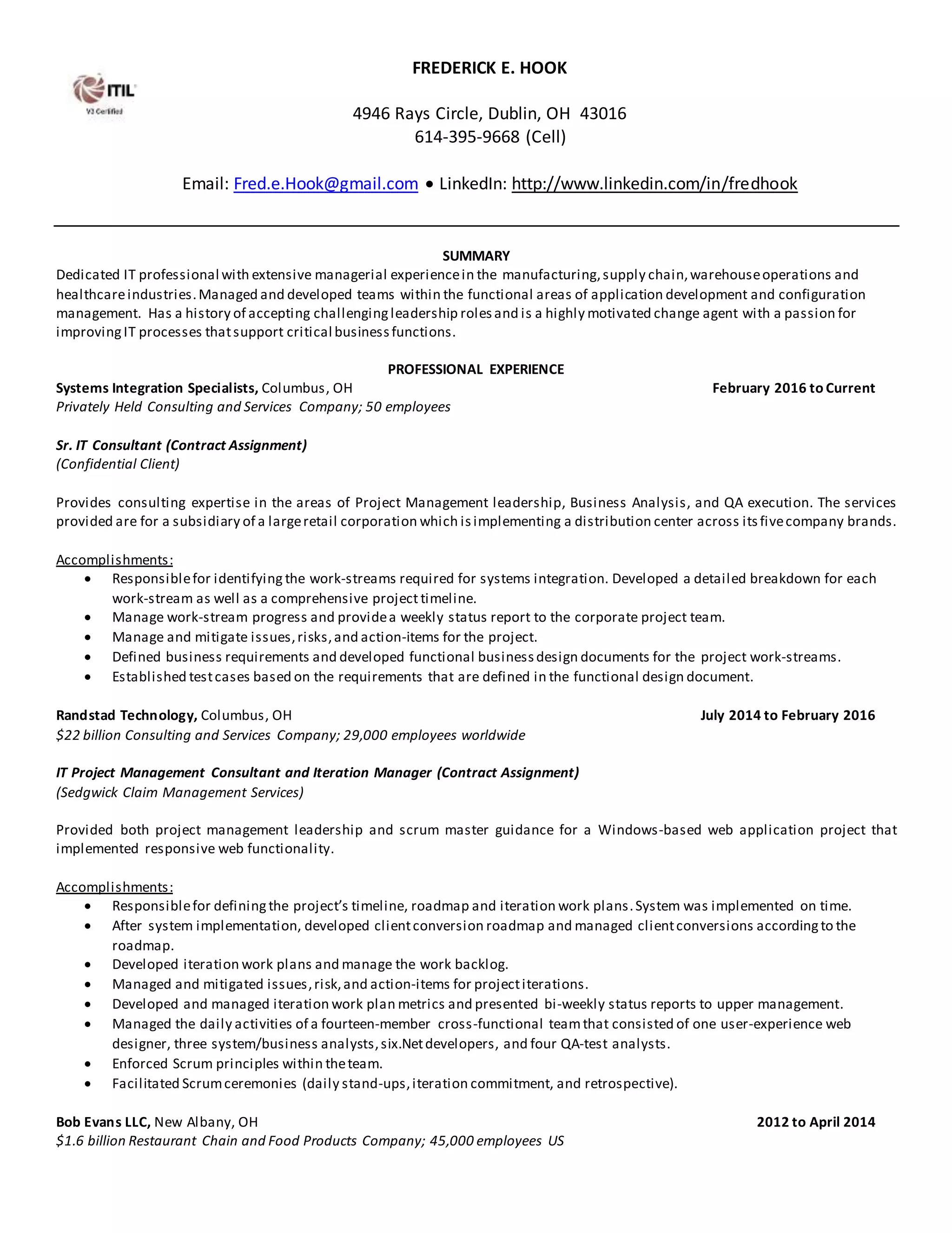 Hook frederick e resume | PDF