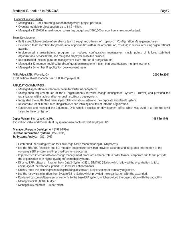 Hook Frederick E Resume | PDF | Computer Software and Applications | Computing