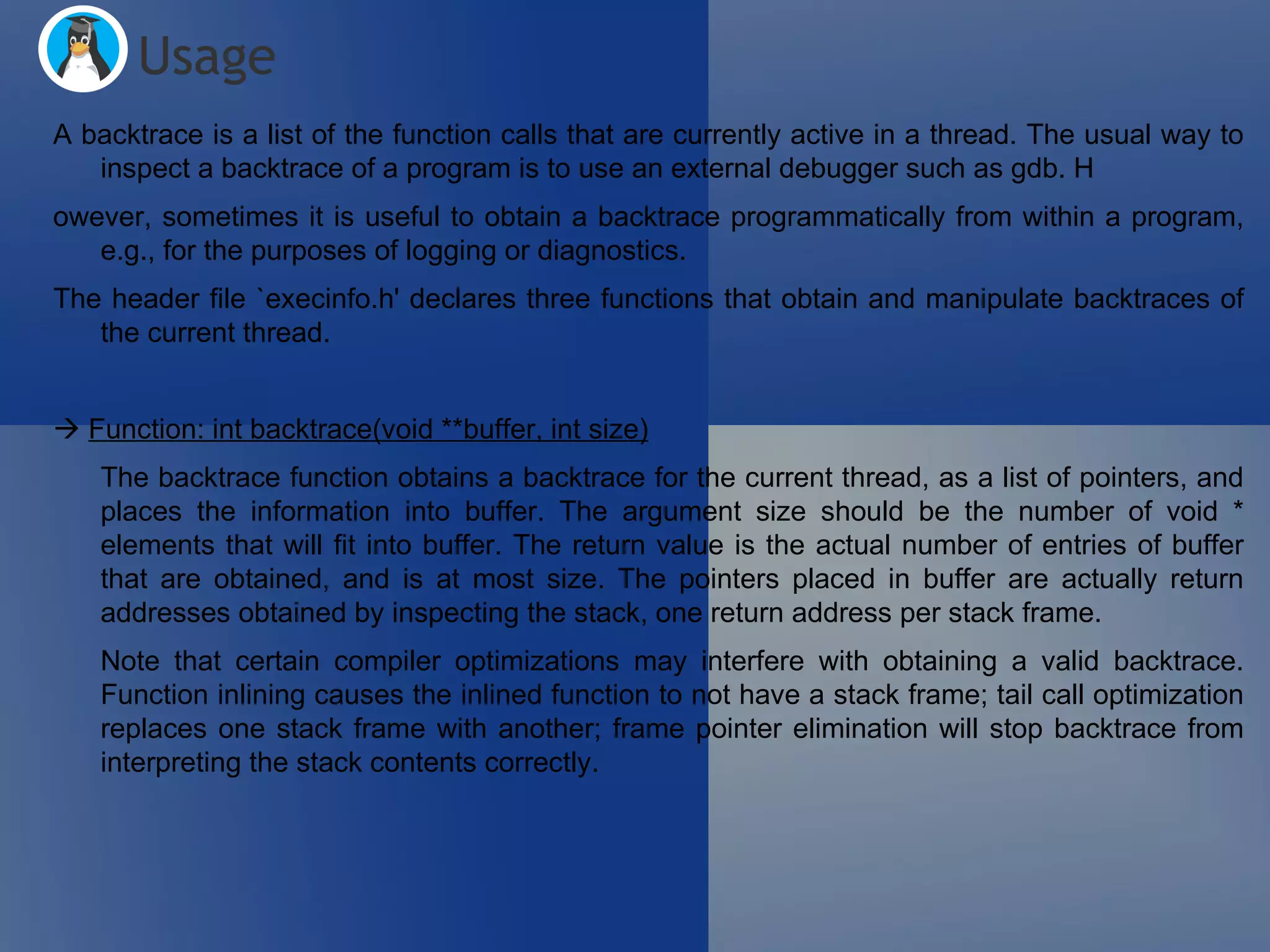 Hooking signals and dumping the callstack | PPT