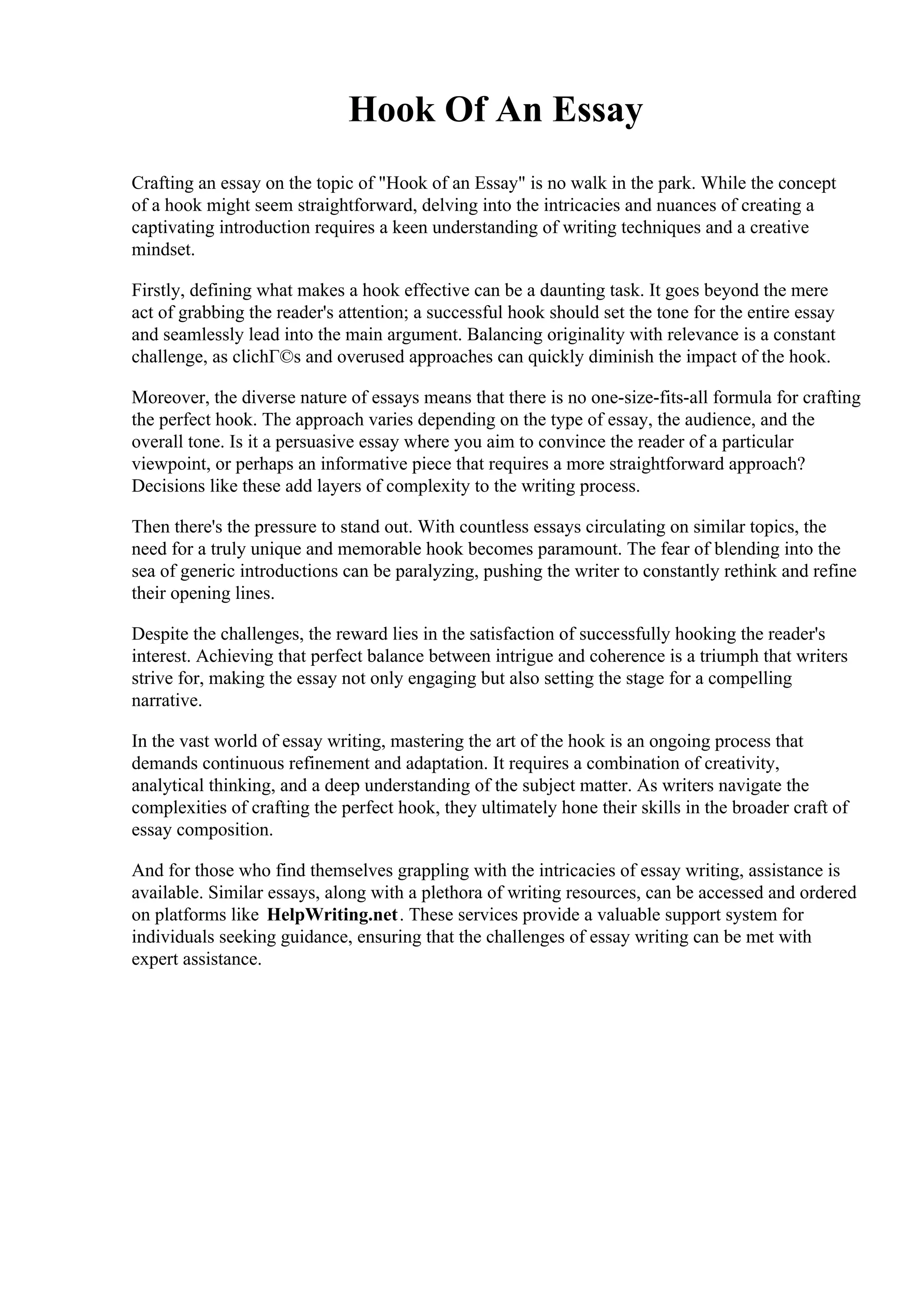 Hook Of An Essay.pdf | Screenwriting | Content Production