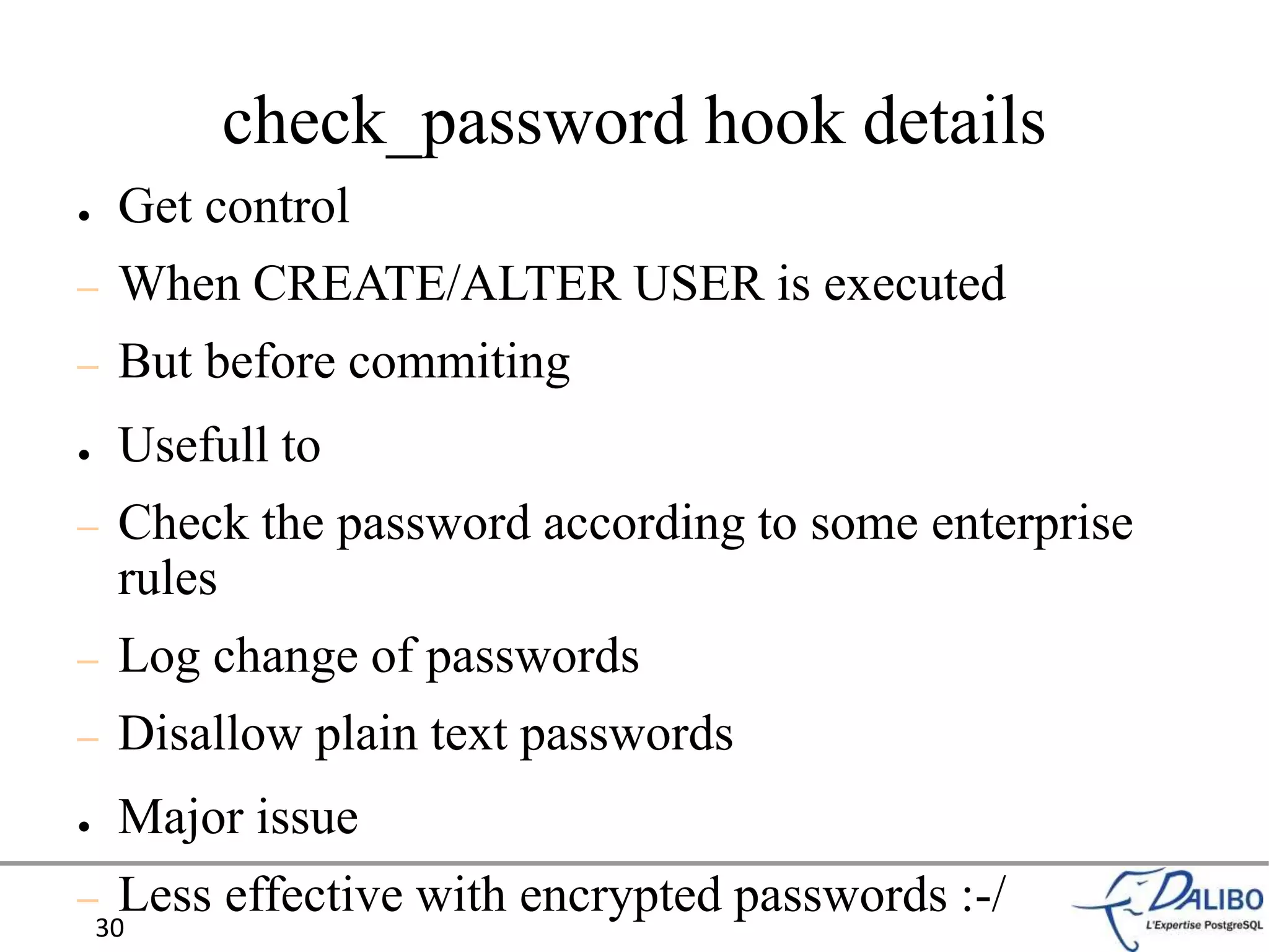 Hooks in postgresql by Guillaume Lelarge | PPTX