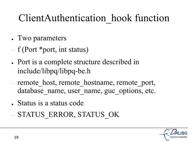 Hooks in postgresql by Guillaume Lelarge | PPT