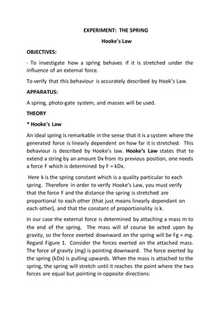 Hooks law | DOCX | Physics | Science
