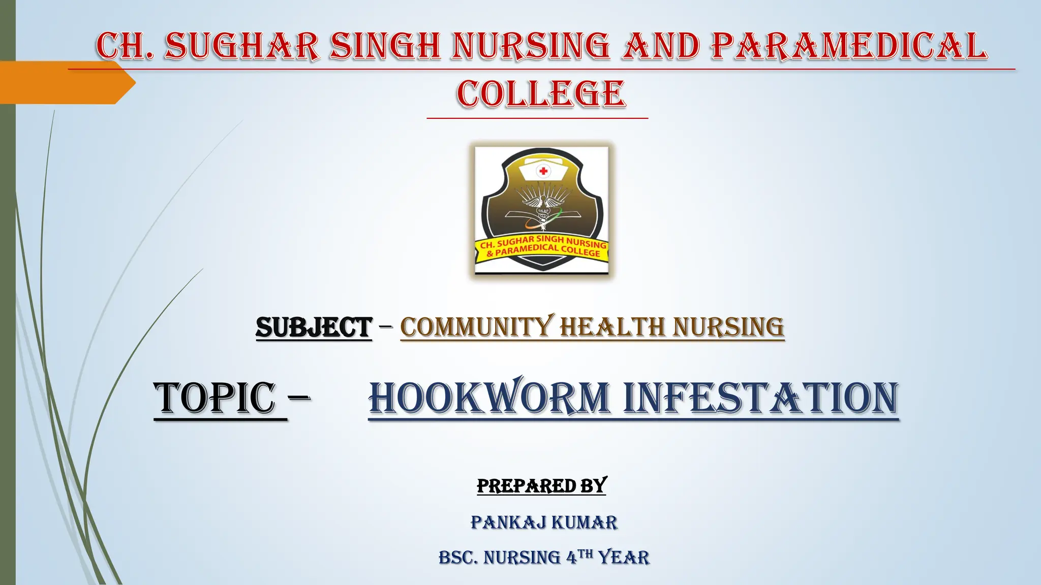 Slide to define about Hookworm infestation | PDF