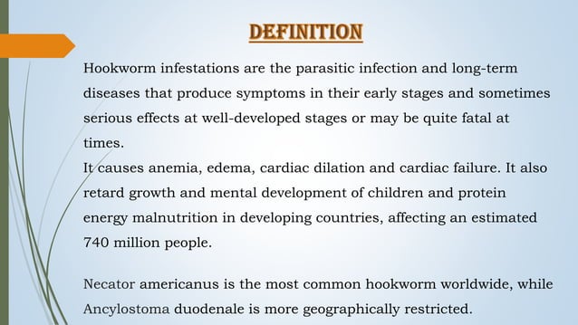 Slide to define about Hookworm infestation | PPT