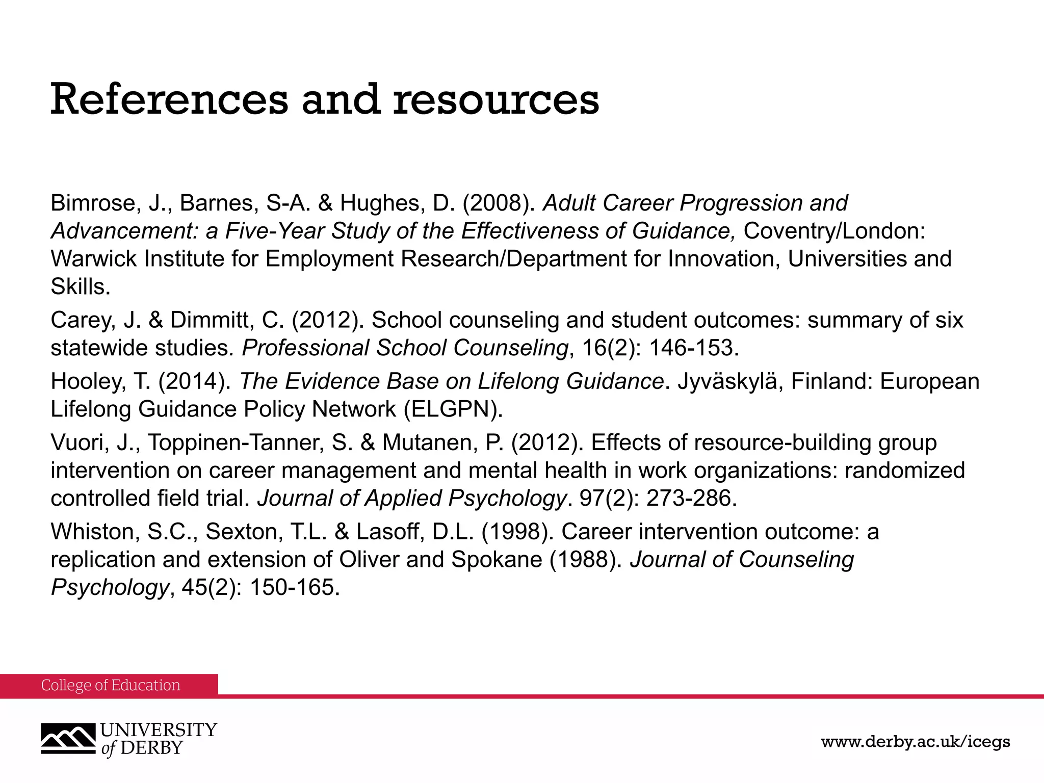 Tristram Hooley - Evidence Base on Lifelong Guidance | PDF