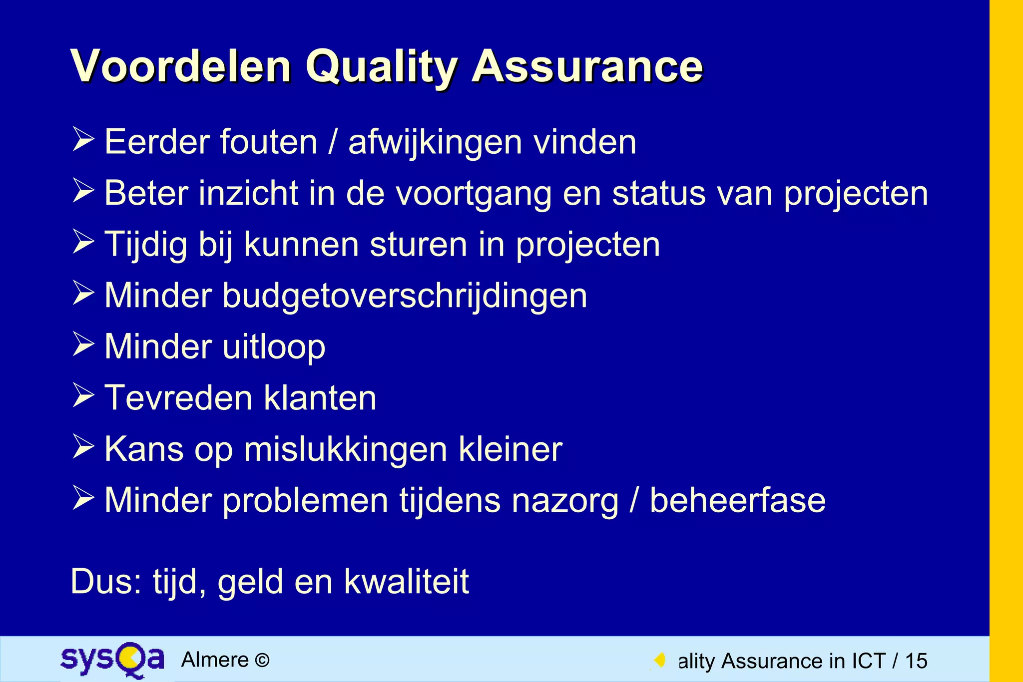 Kwaliteitsmanagement in ICT-projecten | PPT