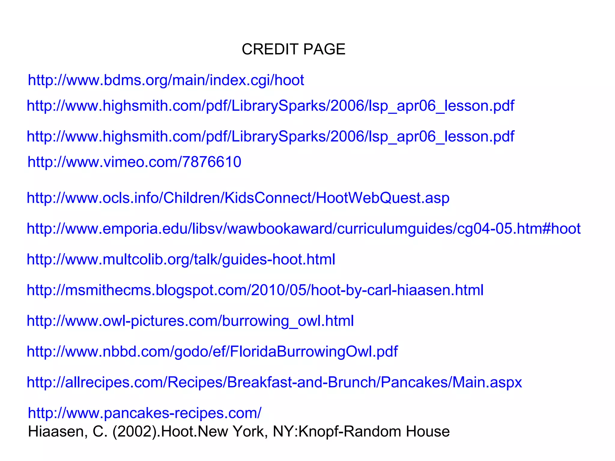Hoot multiresource presentation | PPT