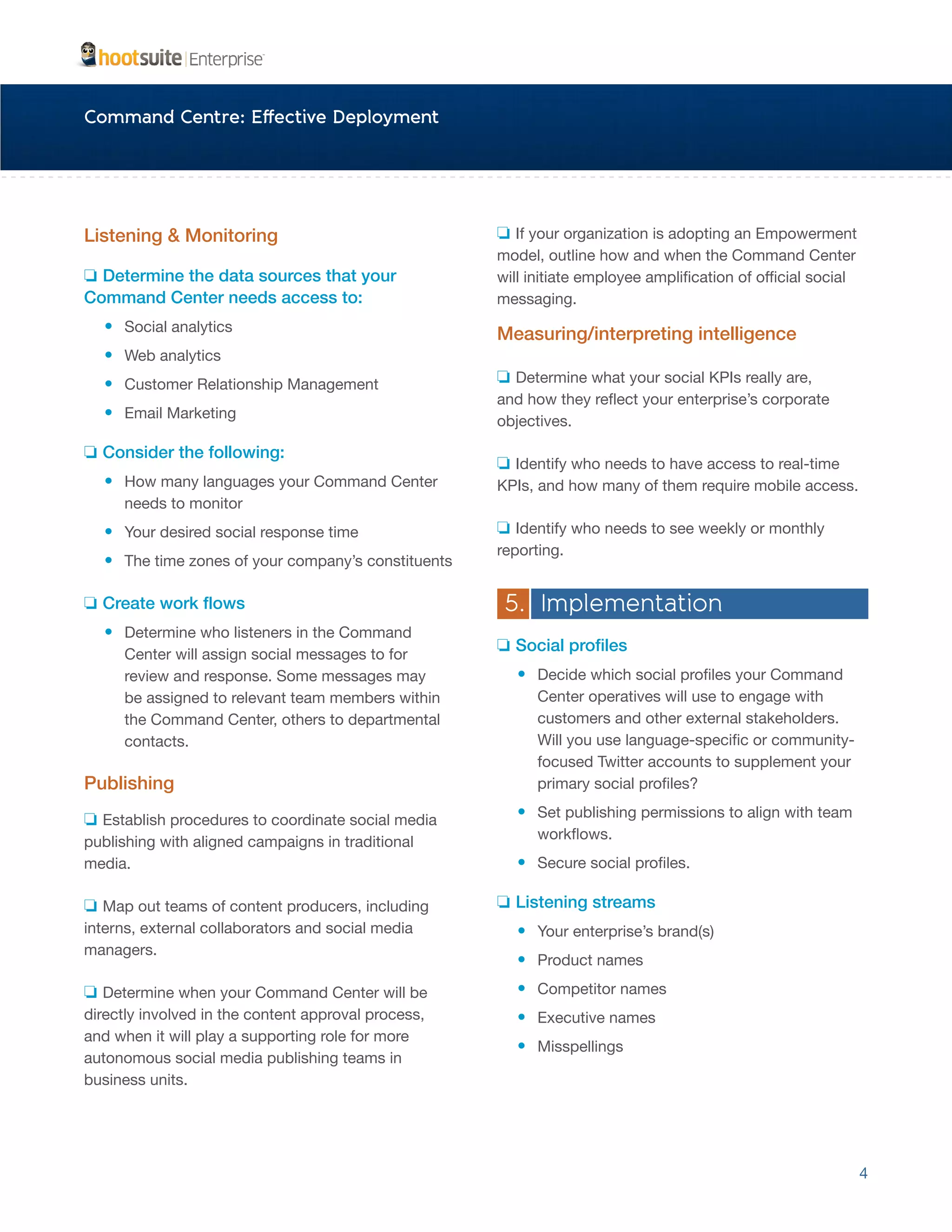 HootSuite Command Center HootGuide | PDF