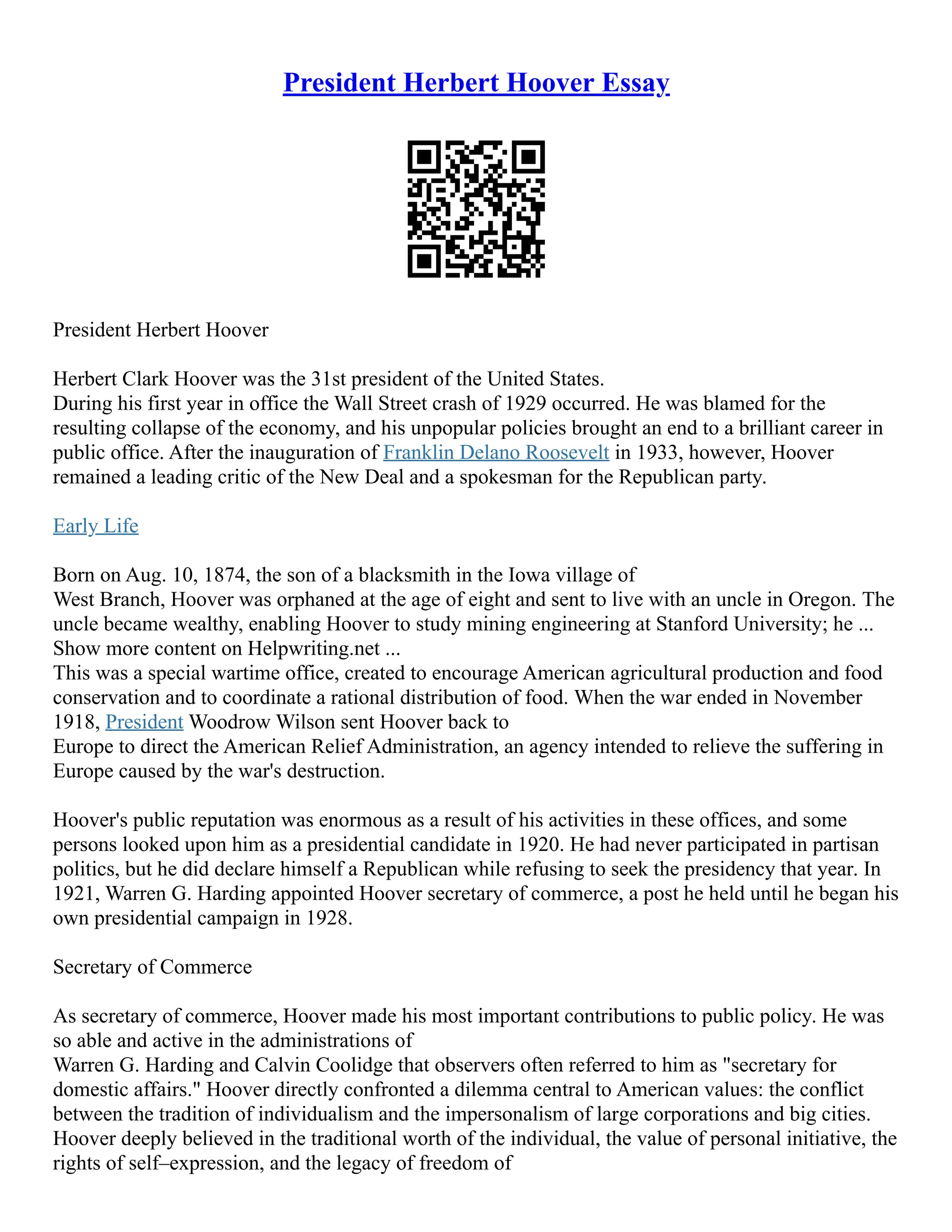 Hoover Analysis | PDF