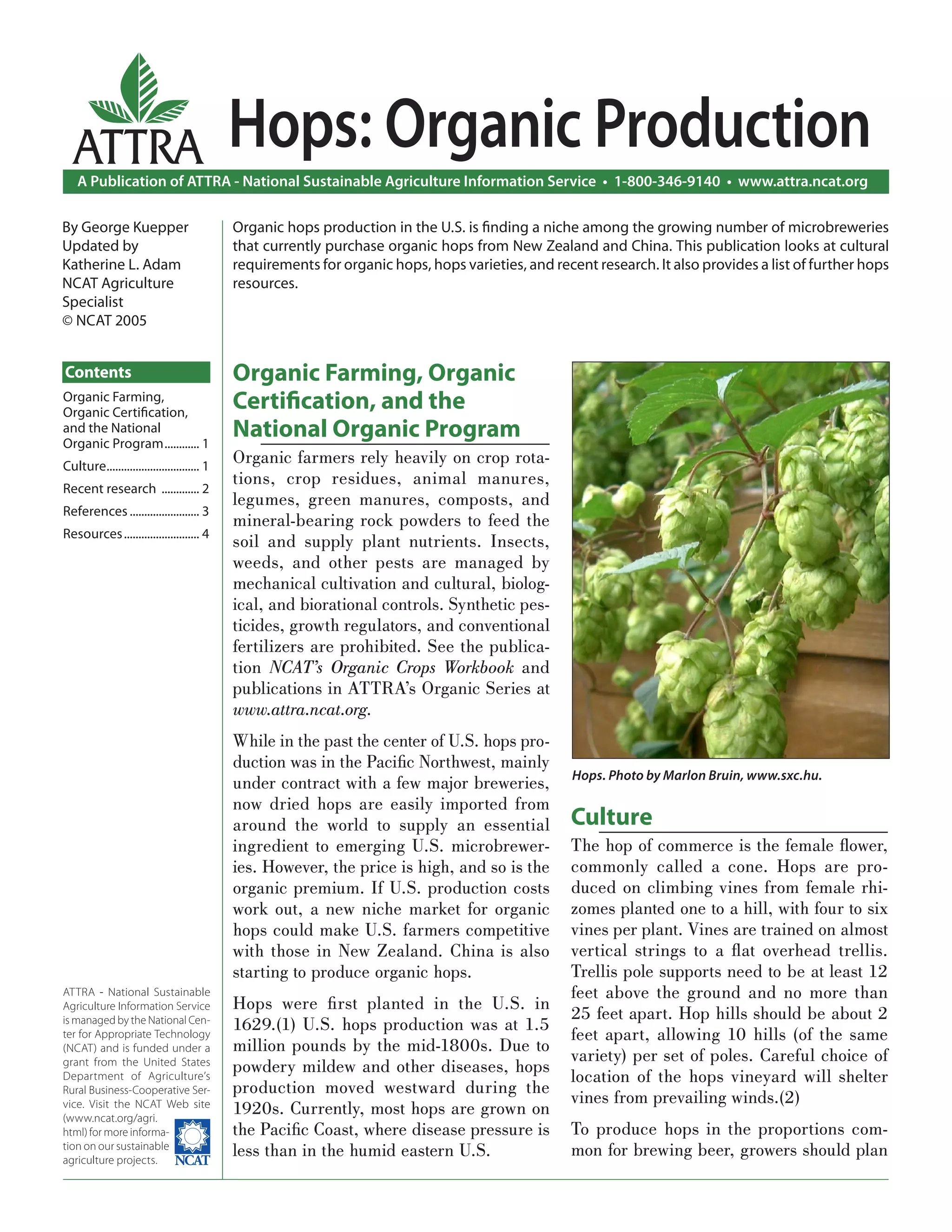 Hops: Organic Production | PDF