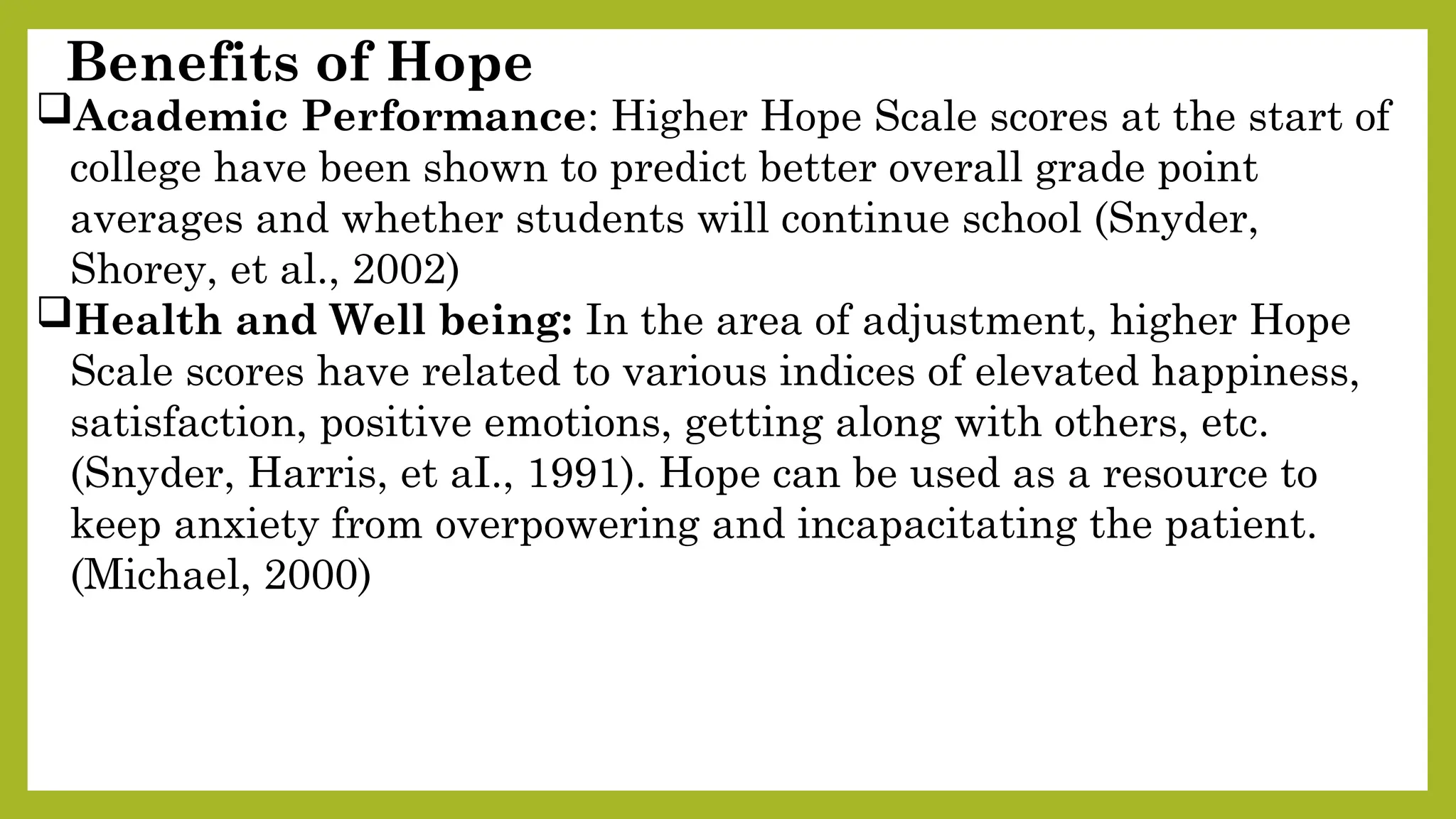 hope a positive cognitive state and quality | PPTX