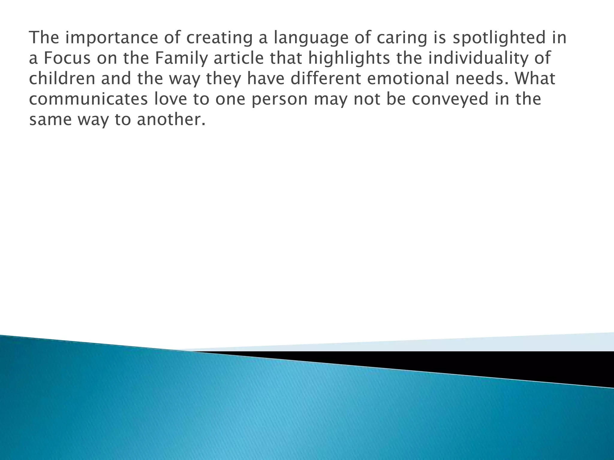 Ways of Developing a Language of Caring with Children | PPT