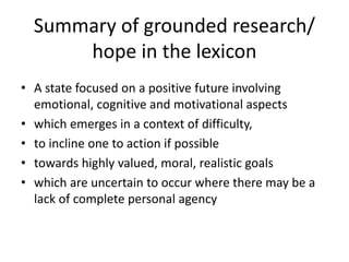 Hope: Psychology and Theology in conversation | PPTX