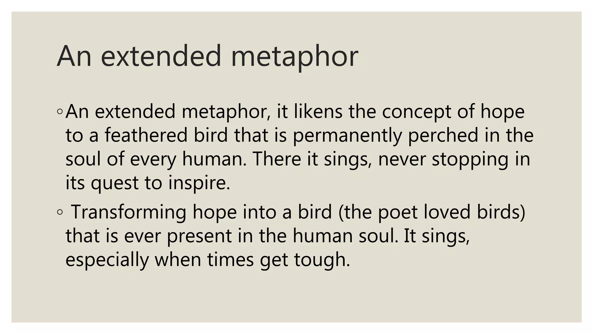 Hope is the thing with feathers - Emily Dickinson | PPT