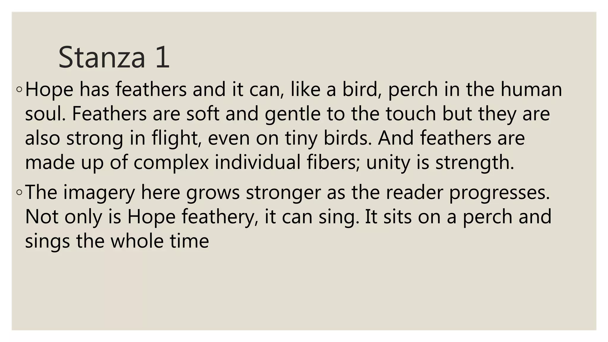 Hope is the thing with feathers - Emily Dickinson | PPT