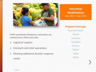 HOPEww Philippines Response to Typhoon Haiyan Survivors | PPTX