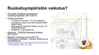 Anu Hopia: Ruoasta nauttiminen-kulinaarinen ja ravitsemuslaatu lautasella | PPT