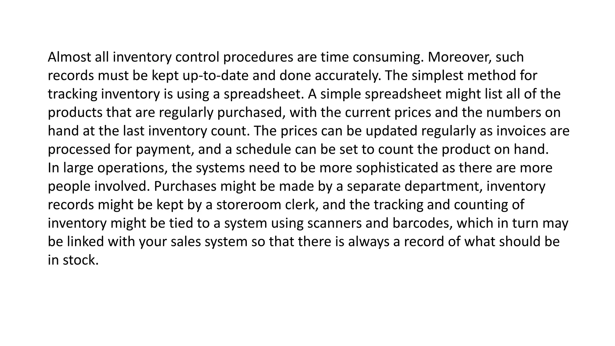 inventory control of foods | PPTX