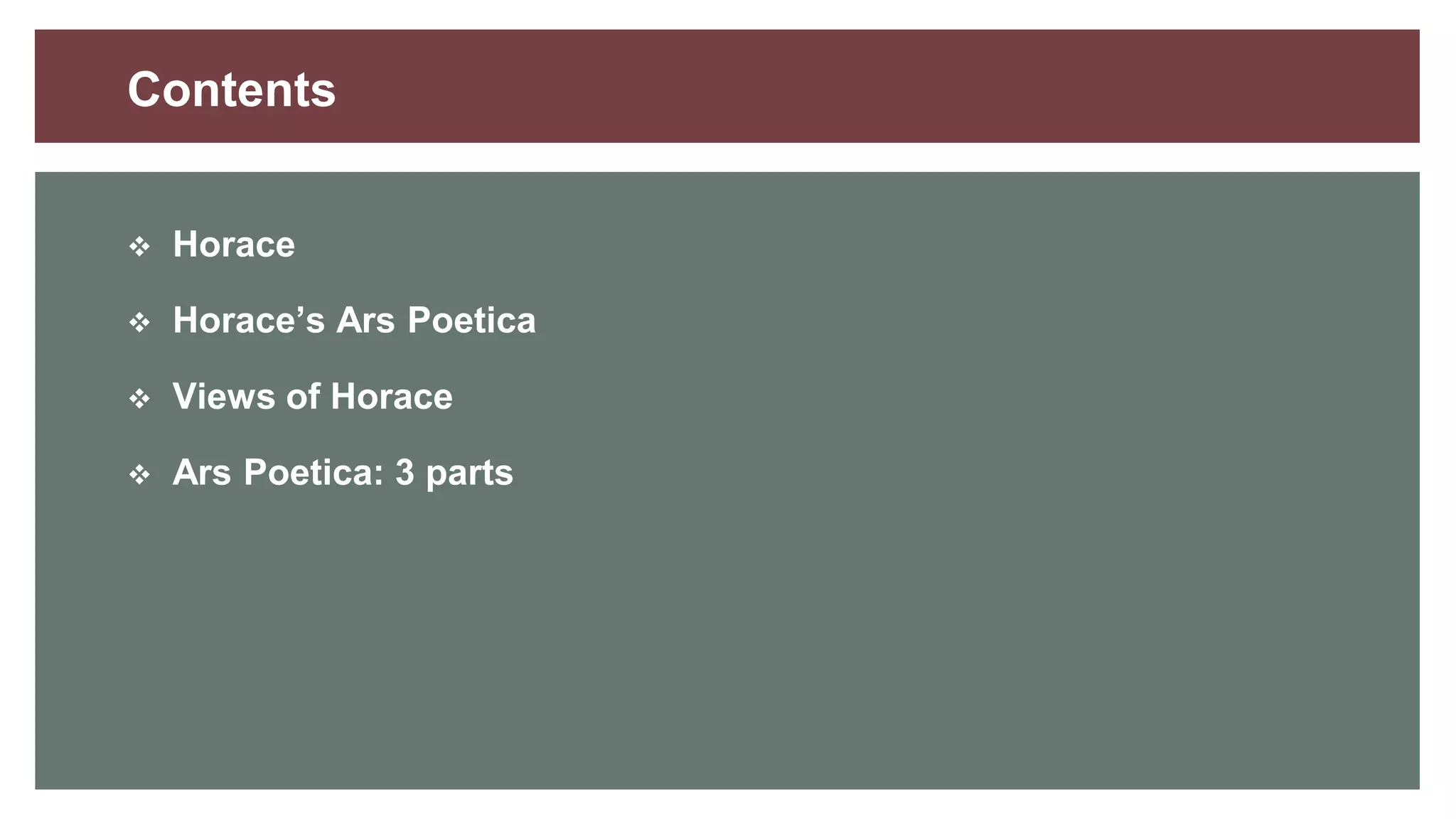 Horace's Ars Poetica Presentation by Kaushal Desai | PPTX