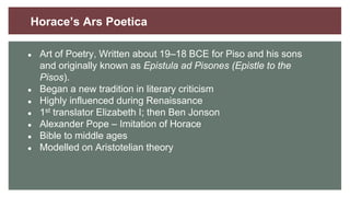 Horace's Ars Poetica Presentation by Kaushal Desai | PPTX