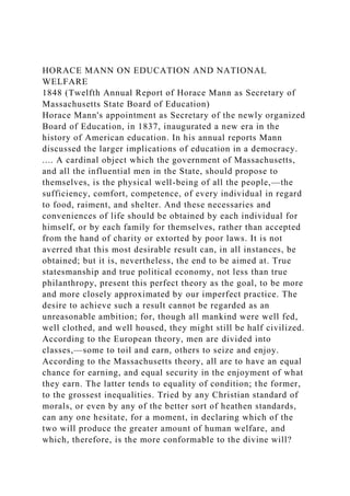 HORACE MANN ON EDUCATION AND NATIONAL WELFARE 1848 (Twelfth Annu.docx
