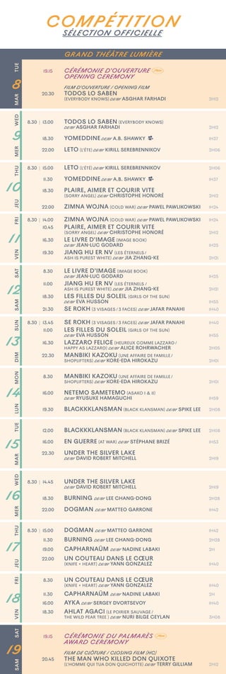 Horaires des projections | PDF