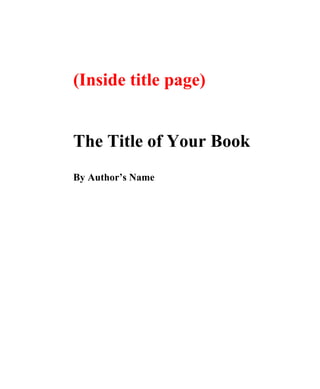 Jim Horan's 7x10 Book Template | PDF