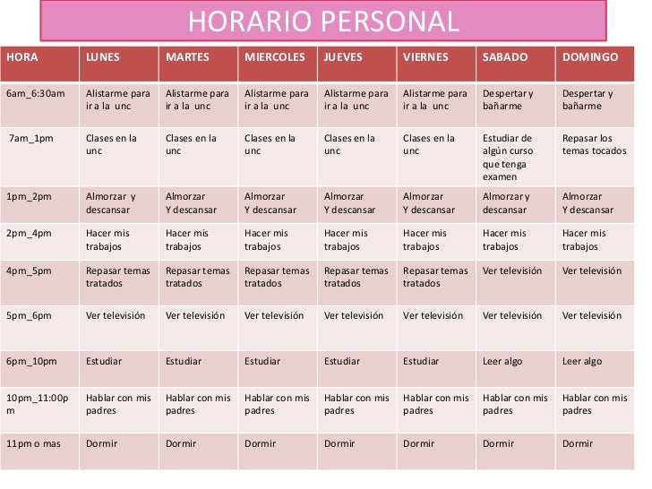 Horario personal