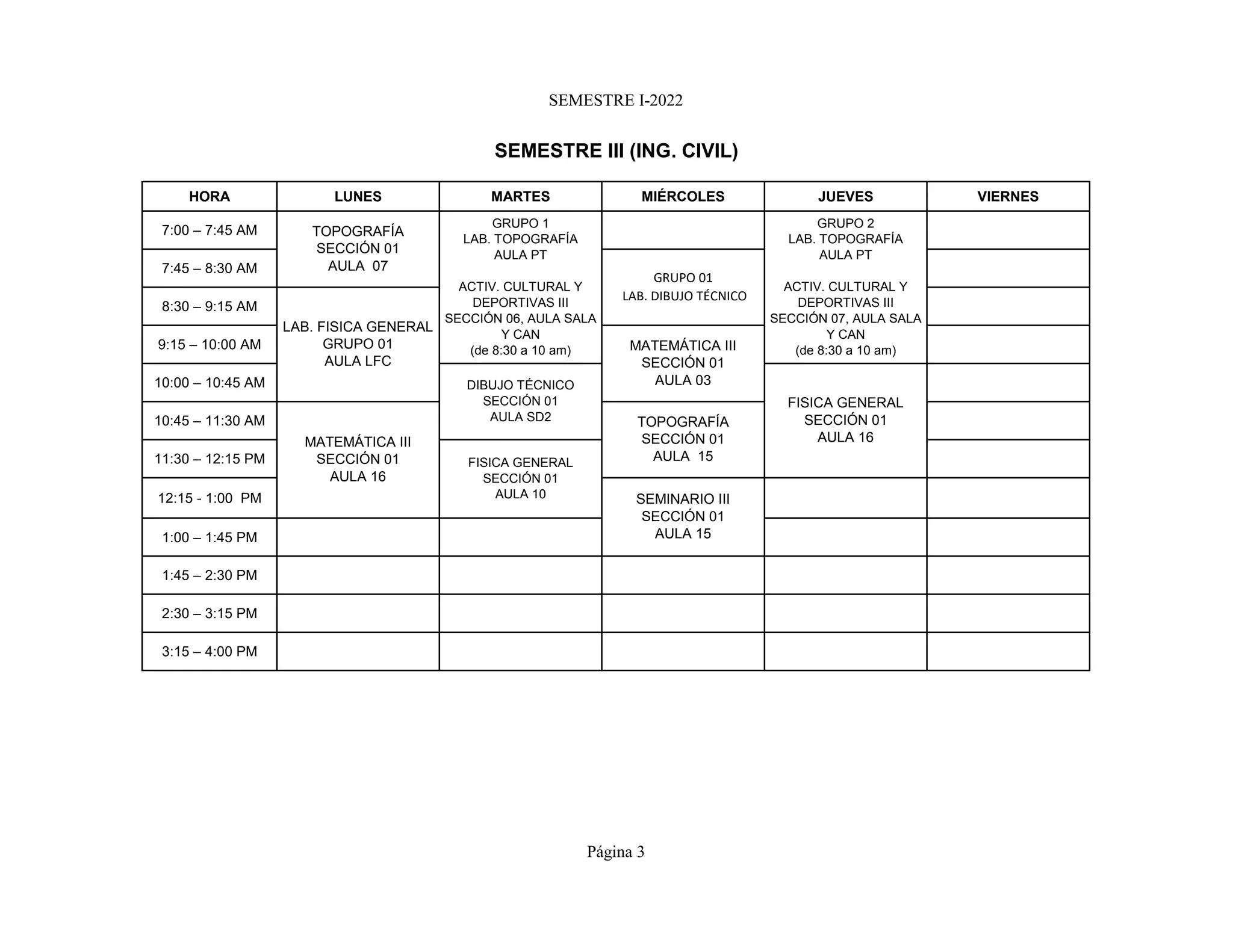 Horarios Definitivos I-2022, Ingeniería Civil | PPT
