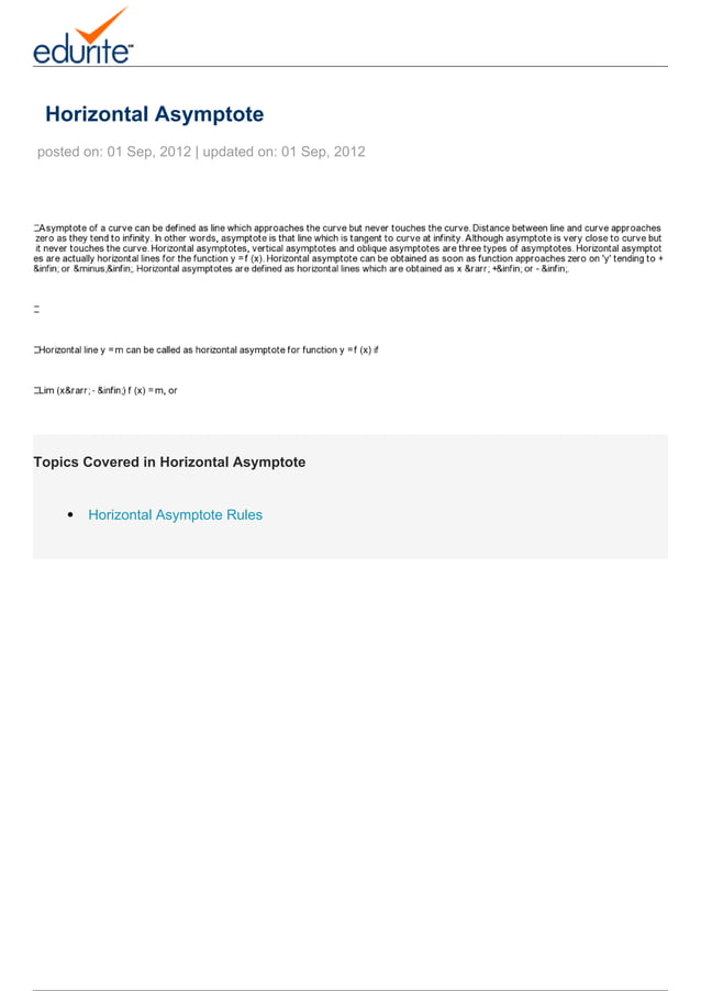 Horizontal Asymptote | PDF
