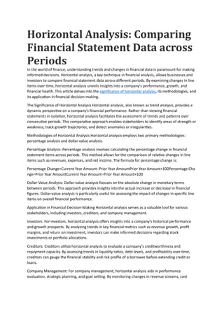 Horizontal Analysis: Comparing Financial Statement Data across Periods ...
