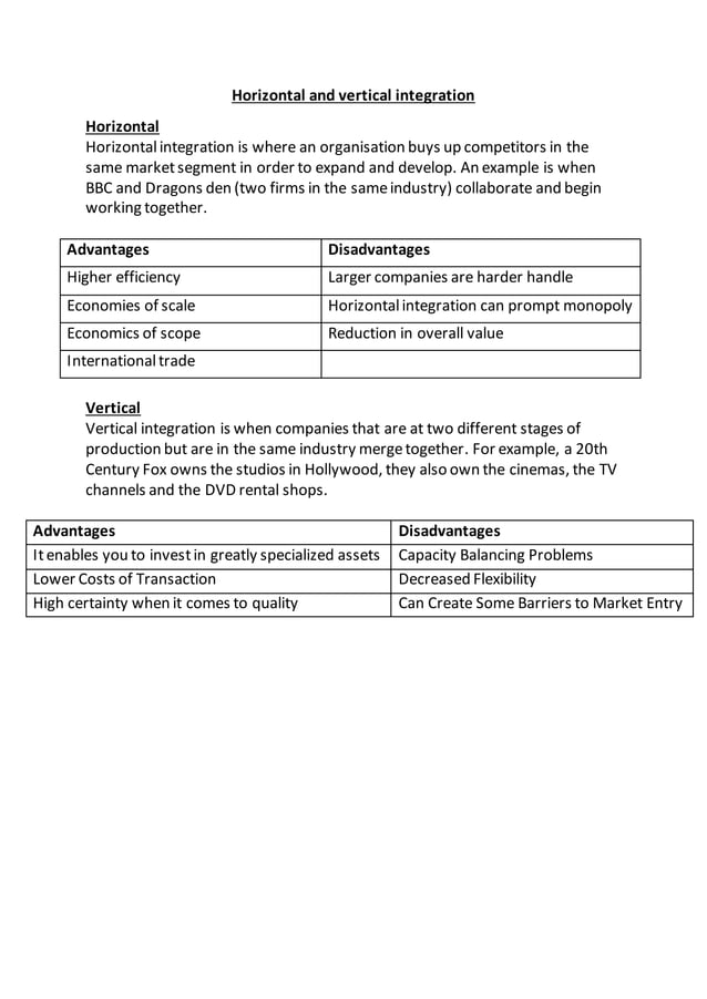 Horizontal and vertical integration | PDF