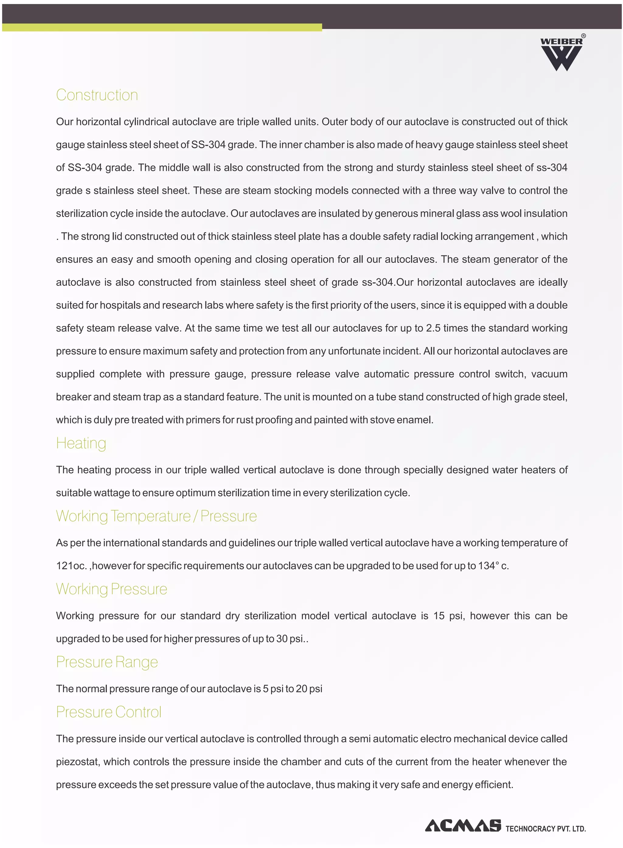 Horizontal Autoclave (Cylindrical) by ACMAS Technologies Pvt Ltd. | PDF