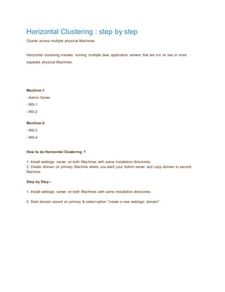 Horizontal clustering configuration steps | DOCX
