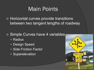 Horizontal curves PRESENTATION | PDF