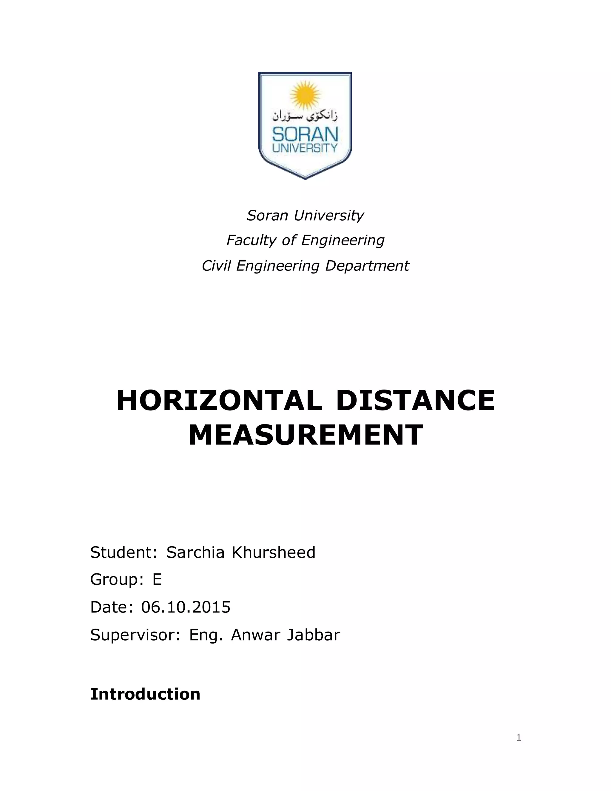 Horizontal Distance Measurement - Report | DOCX