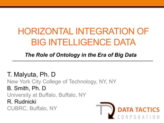 Horizontal Integration of Big Intelligence Data | PPTX | Databases | Computer Software and ...