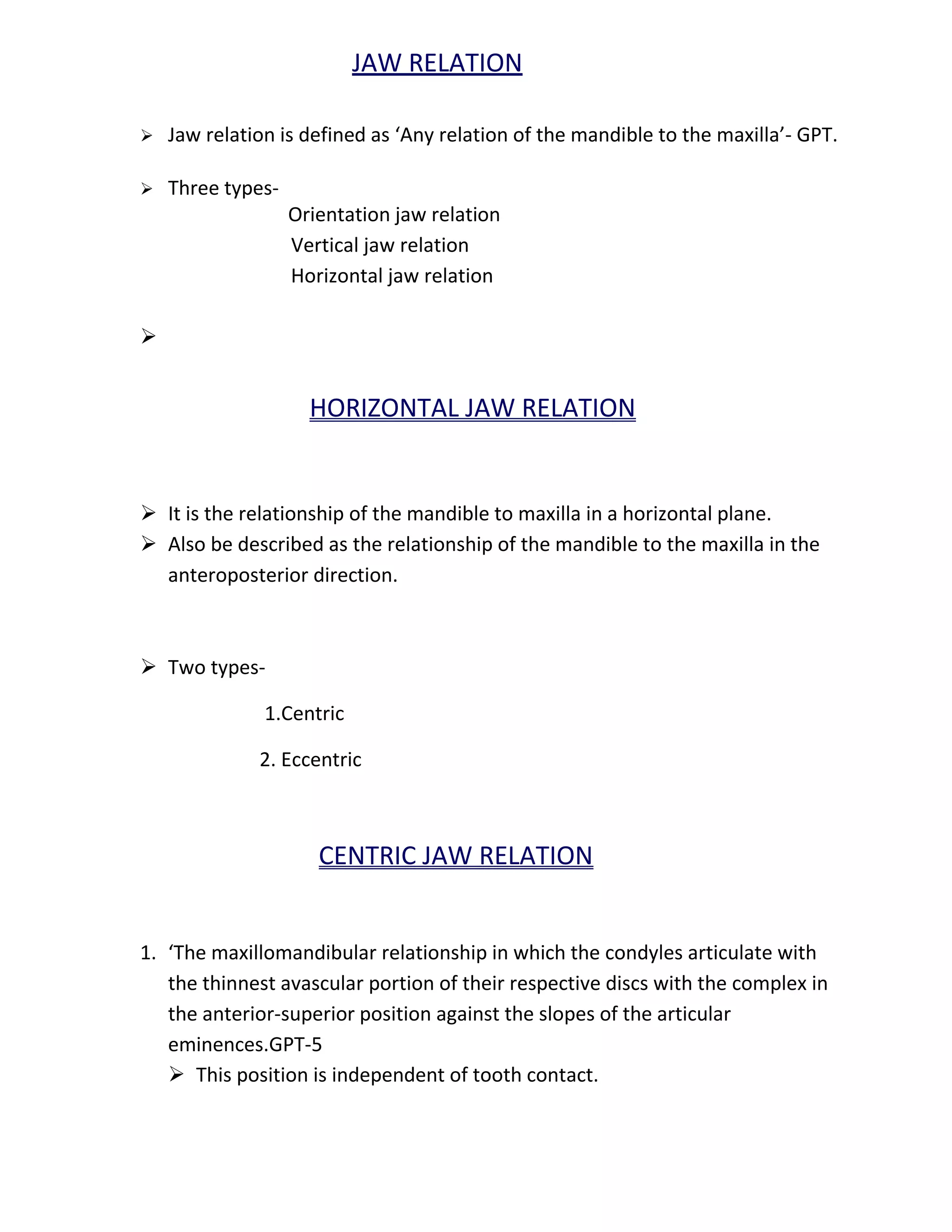 Horizontal jaw relation | DOCX
