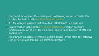HORIZONTAL JAW RELATION - prosthodontics | PPTX