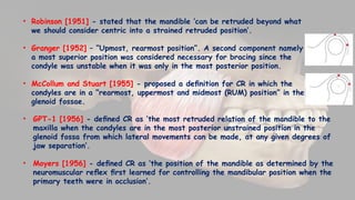 Presentation on horizontal jaw relation in prosthodontics | PPTX