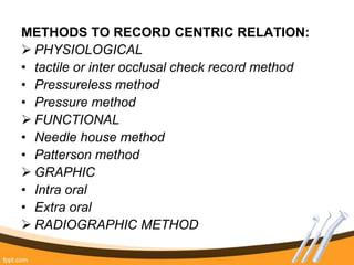 Horizontal jaw relation -prosthodontics | PPTX