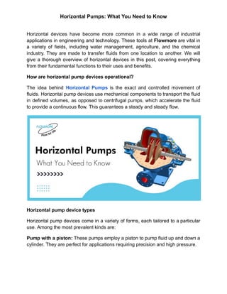 Horizontal Pumps: What You Need to Know. | PDF